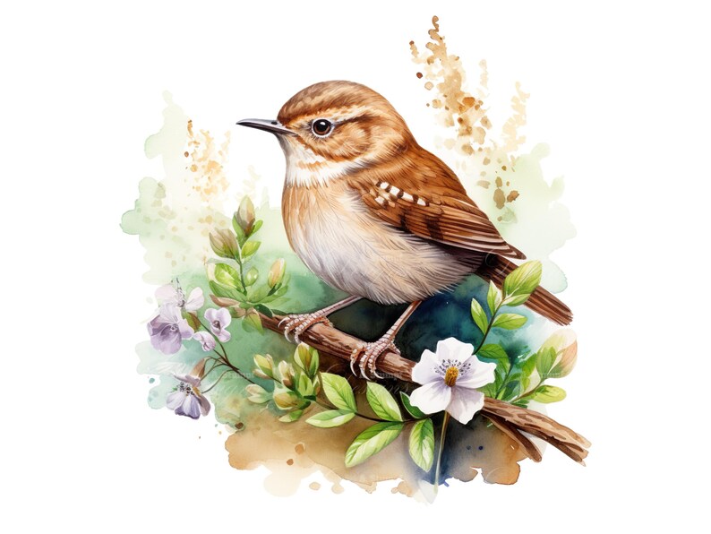 10 Cute Wren Clipart Set Digital Watercolor Painting Wild Bird ...