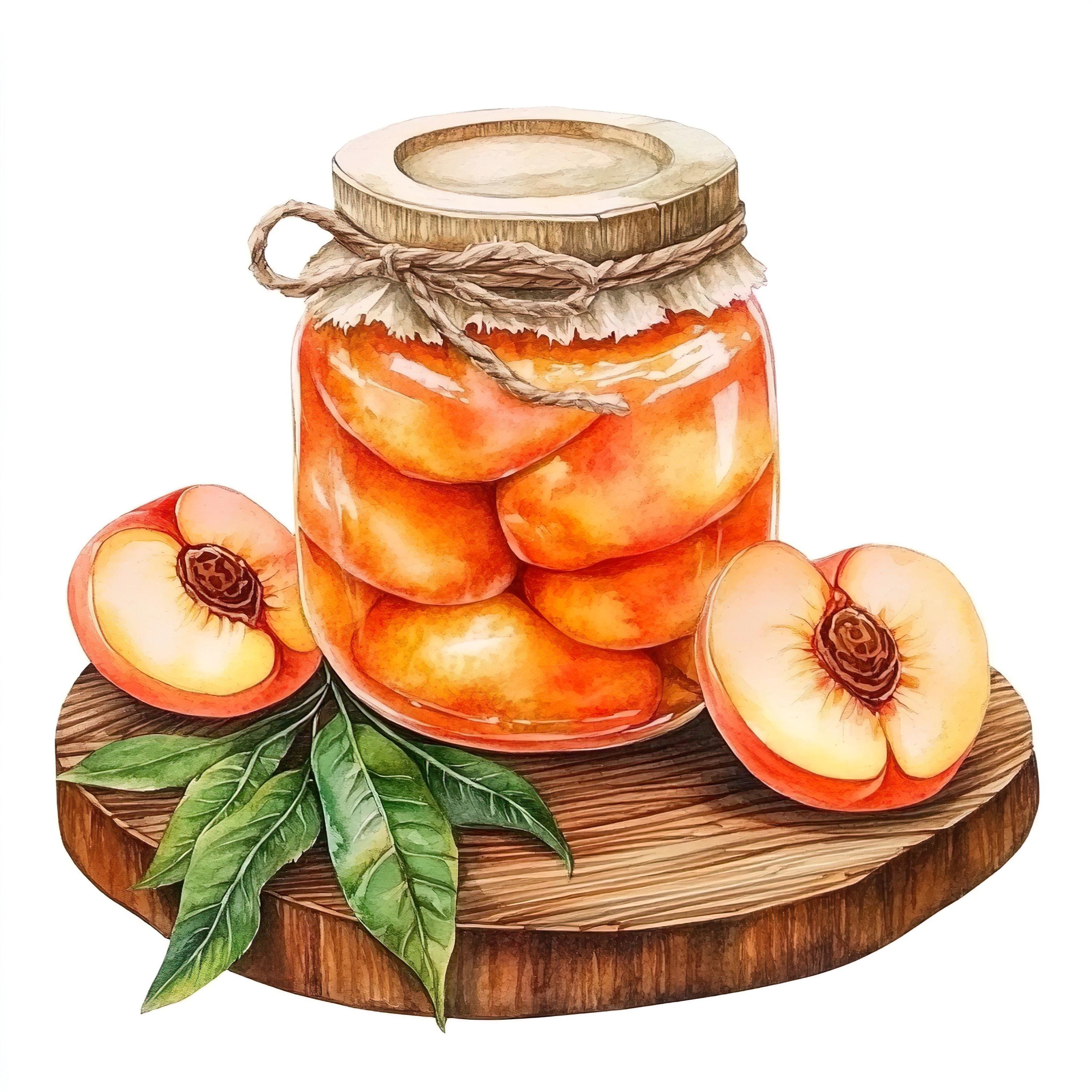 10 Peach Jam Jar Clipart Set Digital Watercolor Painting Marmalade ...