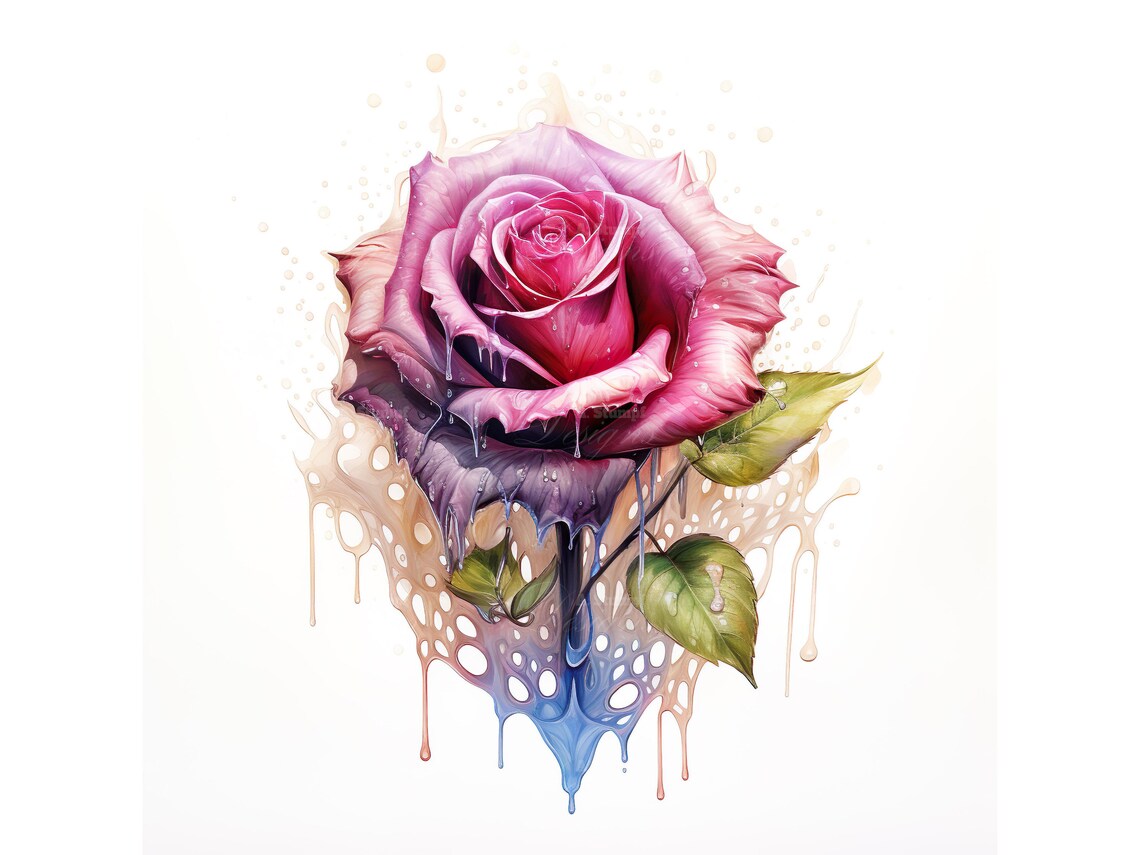 10 Poisoned Rose Clipart Set Digital Watercolor Vintage Painting Dark ...