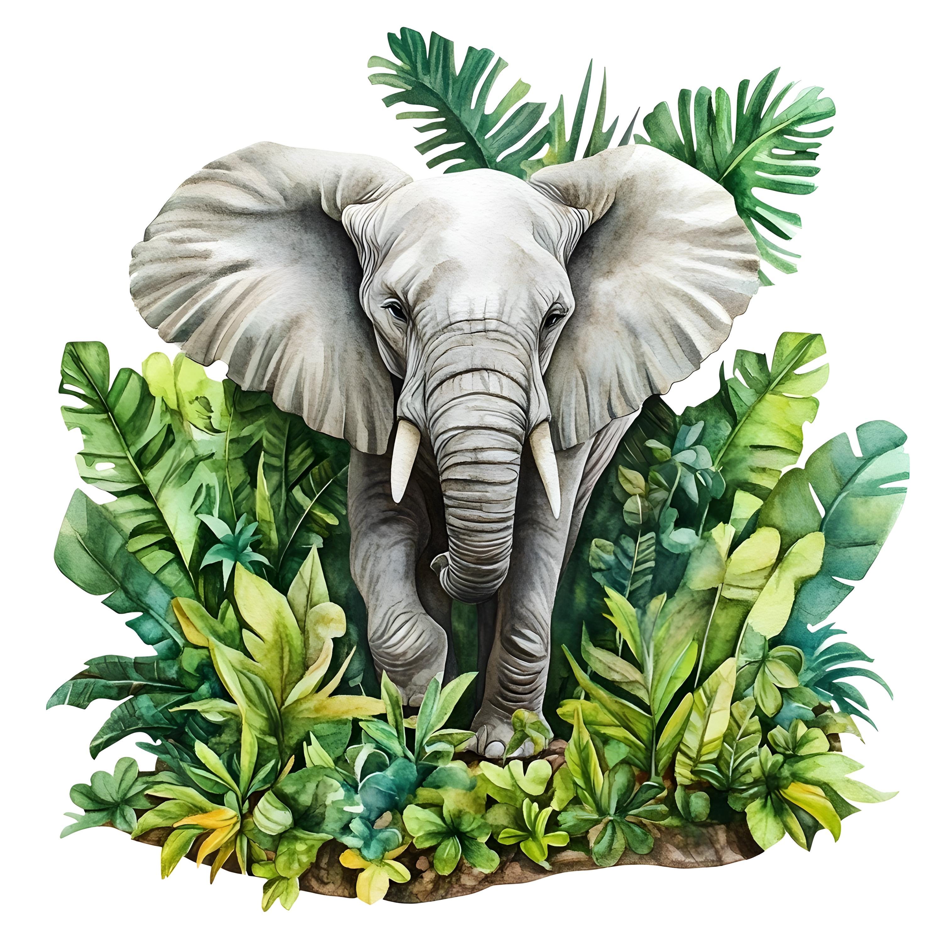 10 Elephant Clipart Set Digital Watercolor Painting African Safari ...