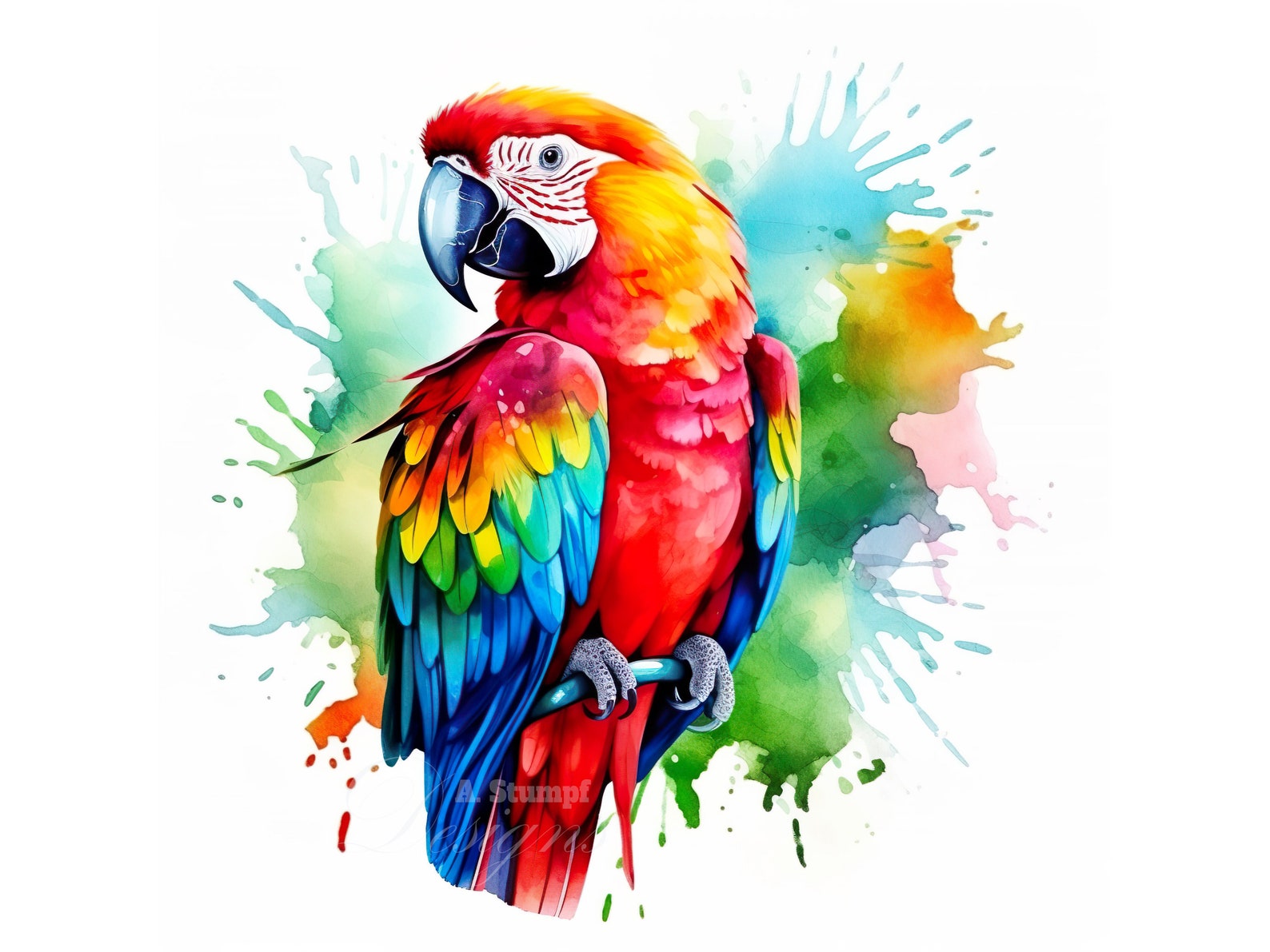 Parrot Watercolor Clipart Set 10 Digital Images Clip Art Watercolor Art ...