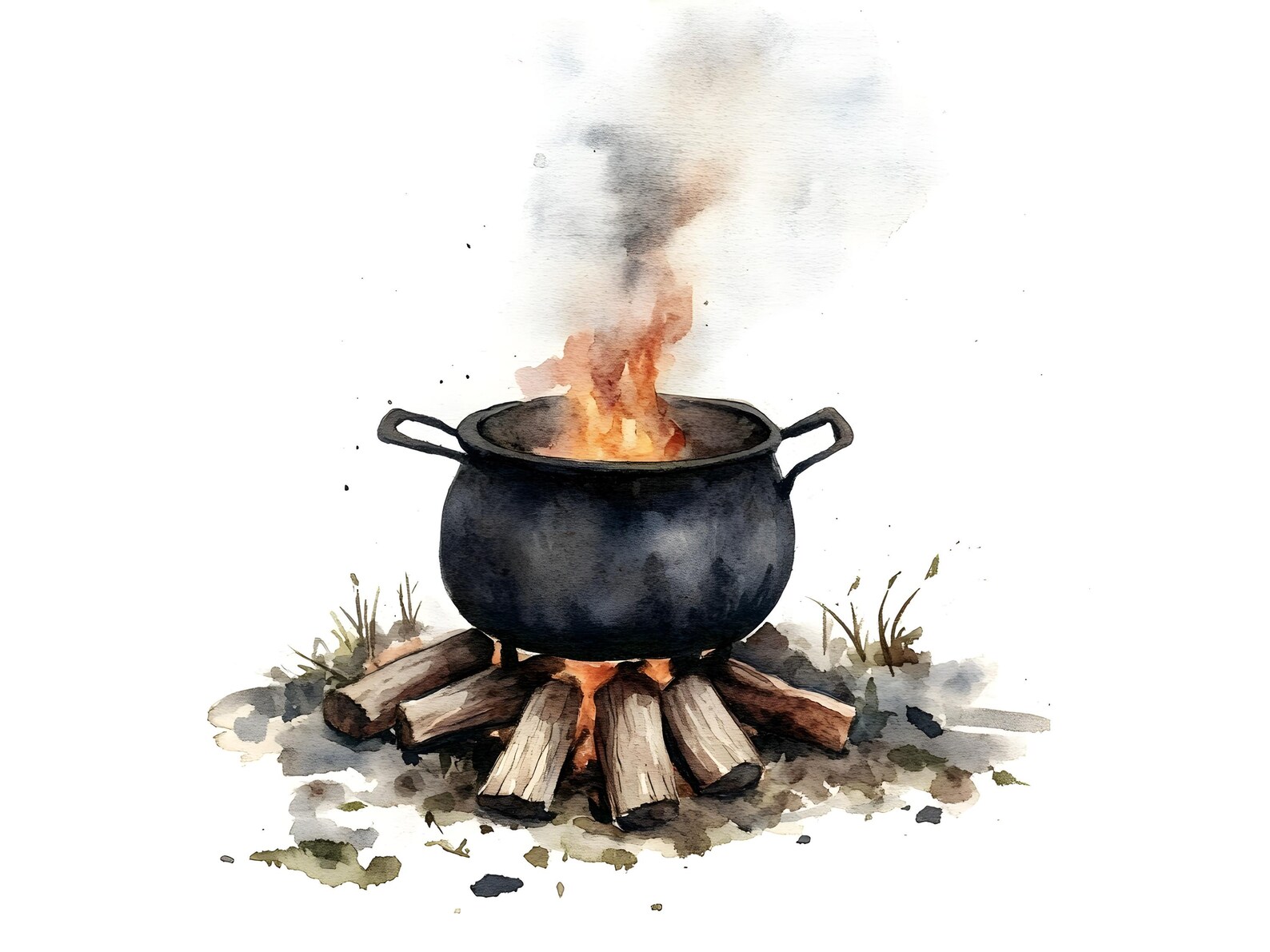 10 Medieval Cauldron Clipart Set Digital Watercolor Painting Rustic ...