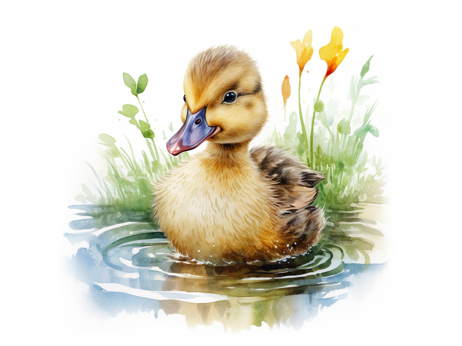10 Duckling Clipart Set Digital Watercolor Painting Little Baby Duck ...