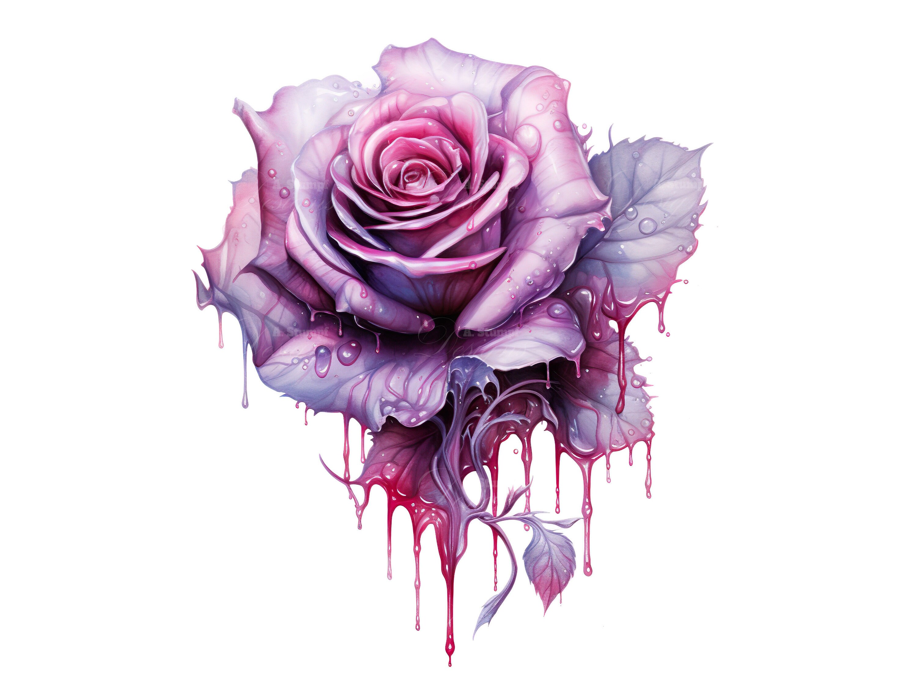 10 Poisoned Rose Clipart, Watercolor Poisoned Rose, Dark Rose, Gothic ...