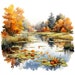10 Garden Pond in Autumn Clipart Set, Fall Pond Scene Digital ...