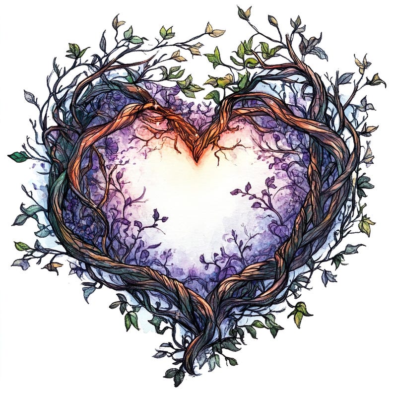 10 Heart of Forest Clipart Set Digital Watercolor Painting Entwined ...