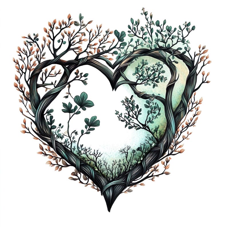10 Heart of Forest Clipart Set Digital Watercolor Painting Entwined ...
