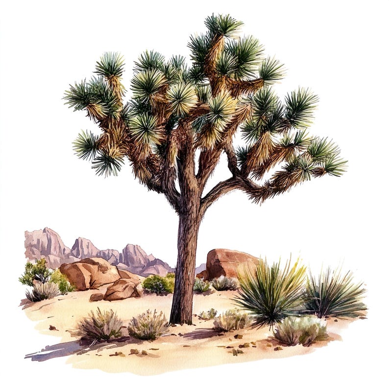 10 Joshua Tree Clipart Set Dilgital Watercolor Painting Dessert Plant ...