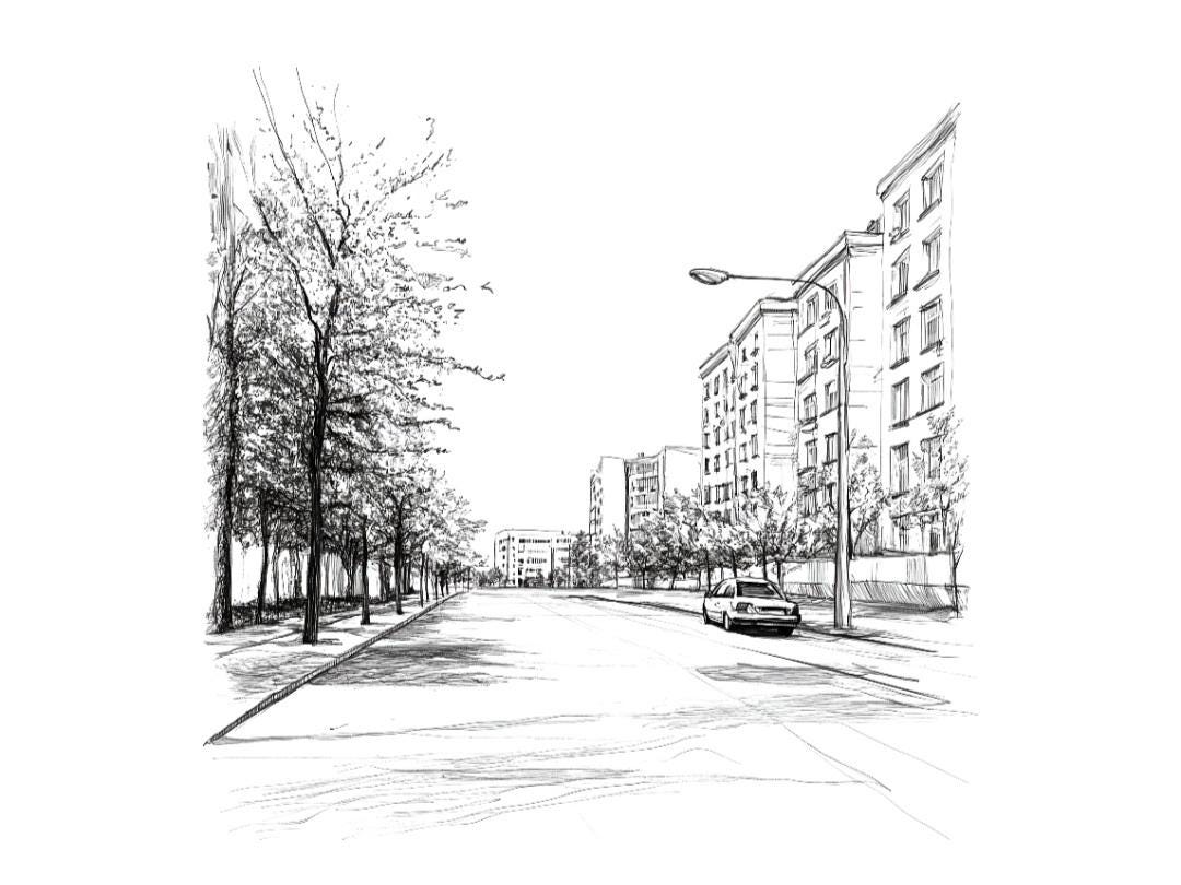 10 Cityscape Street View Clipart Set Digital Black and White Sketch ...