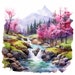 10 Mountain Stream Spring Landscape Clipart Set Digital Watercolor ...
