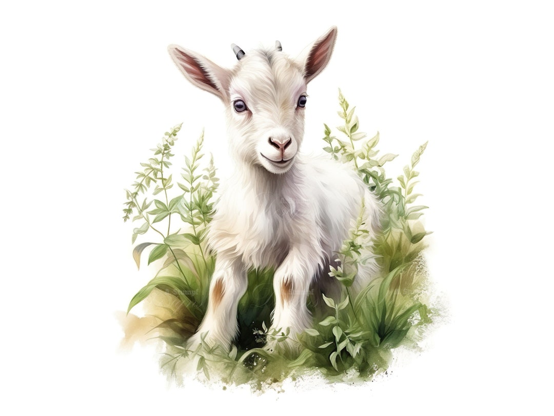 10 Baby Goat Clipart Set Digital Watercolor Painting Farm Animal Clip ...