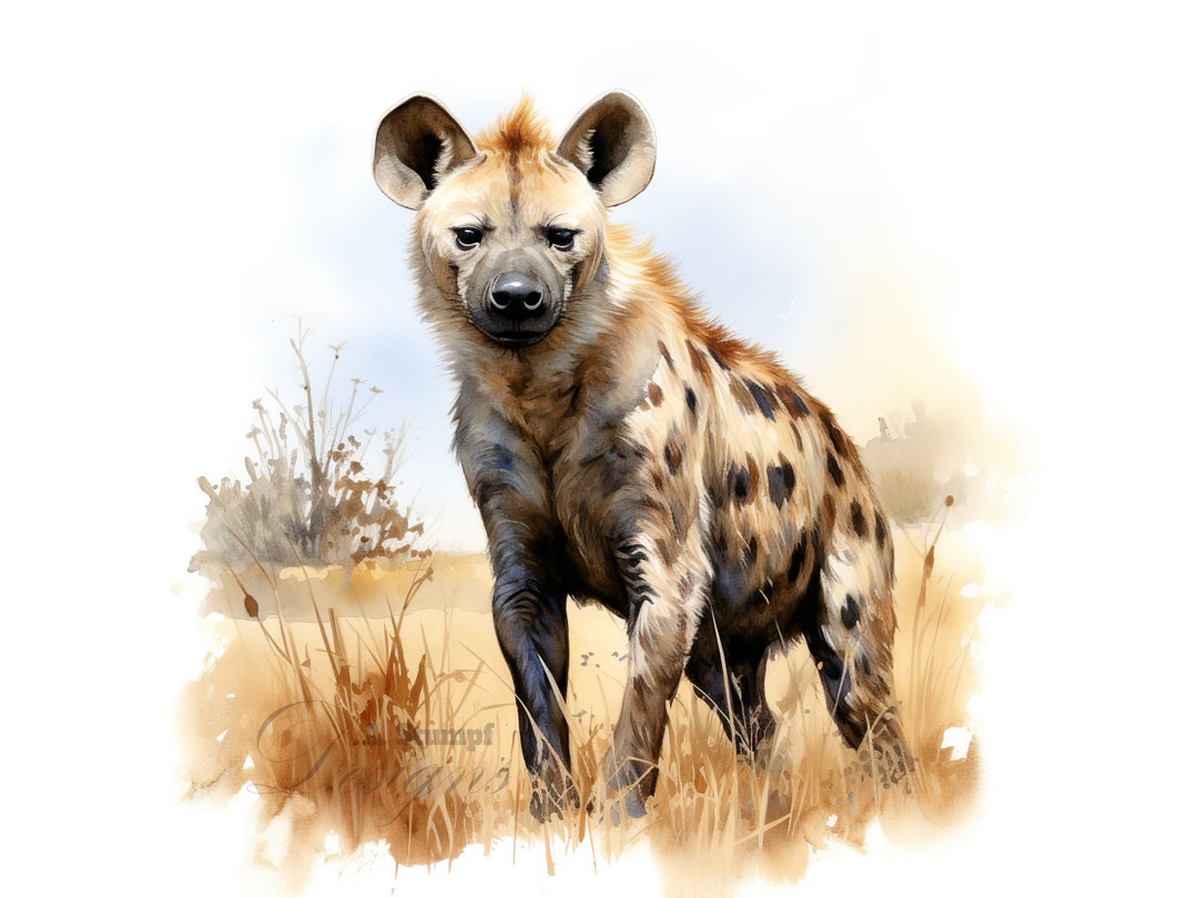 10 Hyena Clipart Set Watercolor Wildlife Graphics Jungle Theme Prints ...