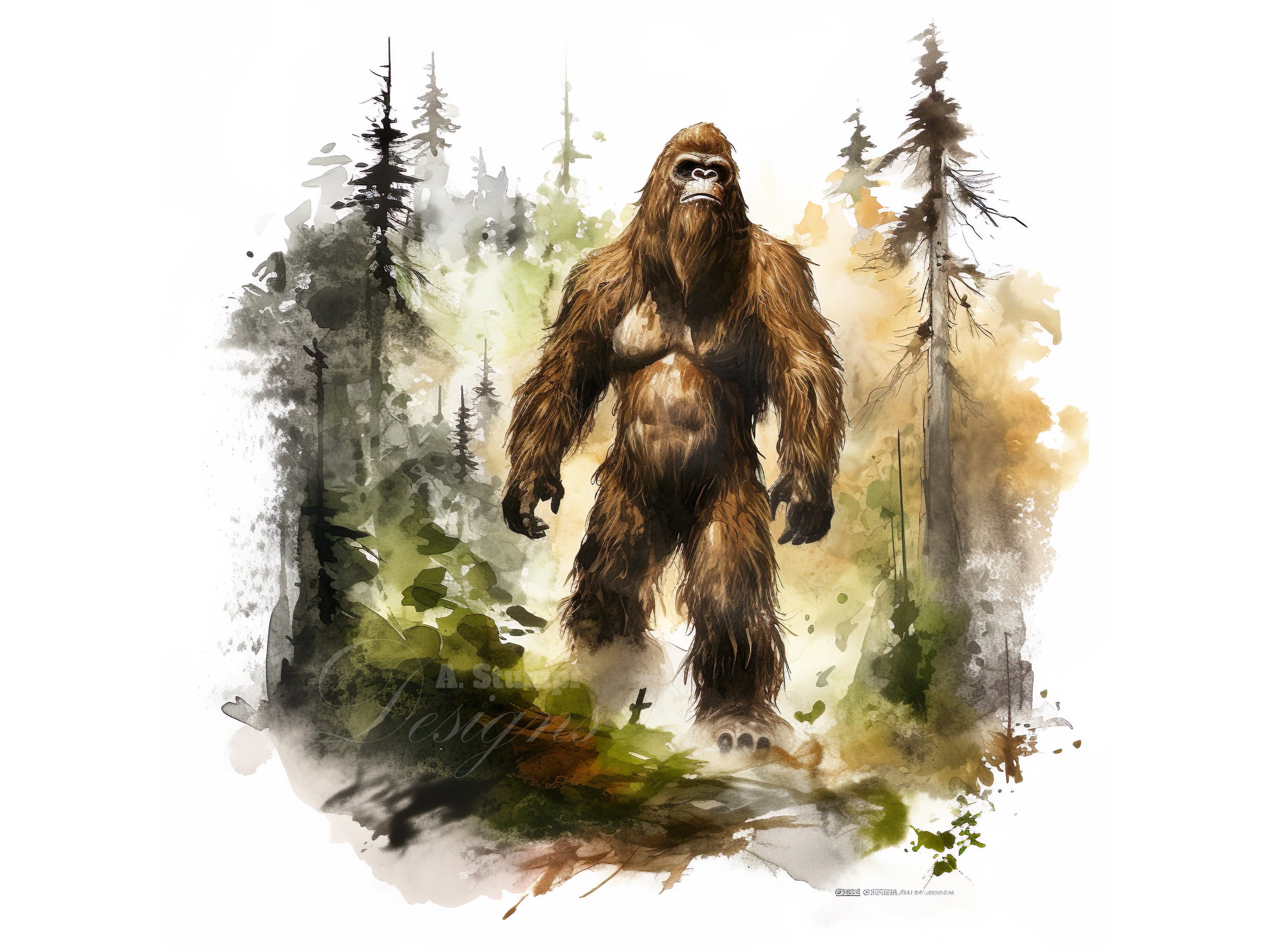 Bigfoot Clipart Set Cute Monsters Clip Art Watercolor Art DIY Design ...