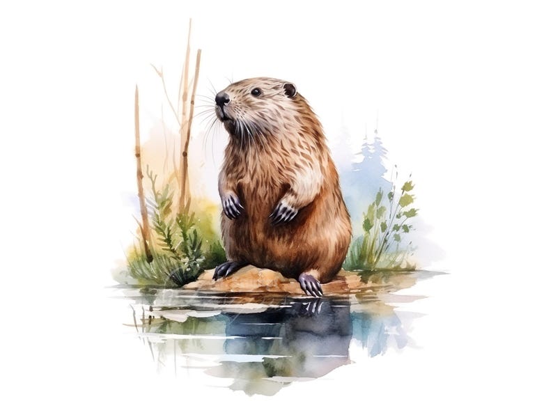 10 Beaver Clipart Set Digital Watercolor Painting Rodent Graphics ...