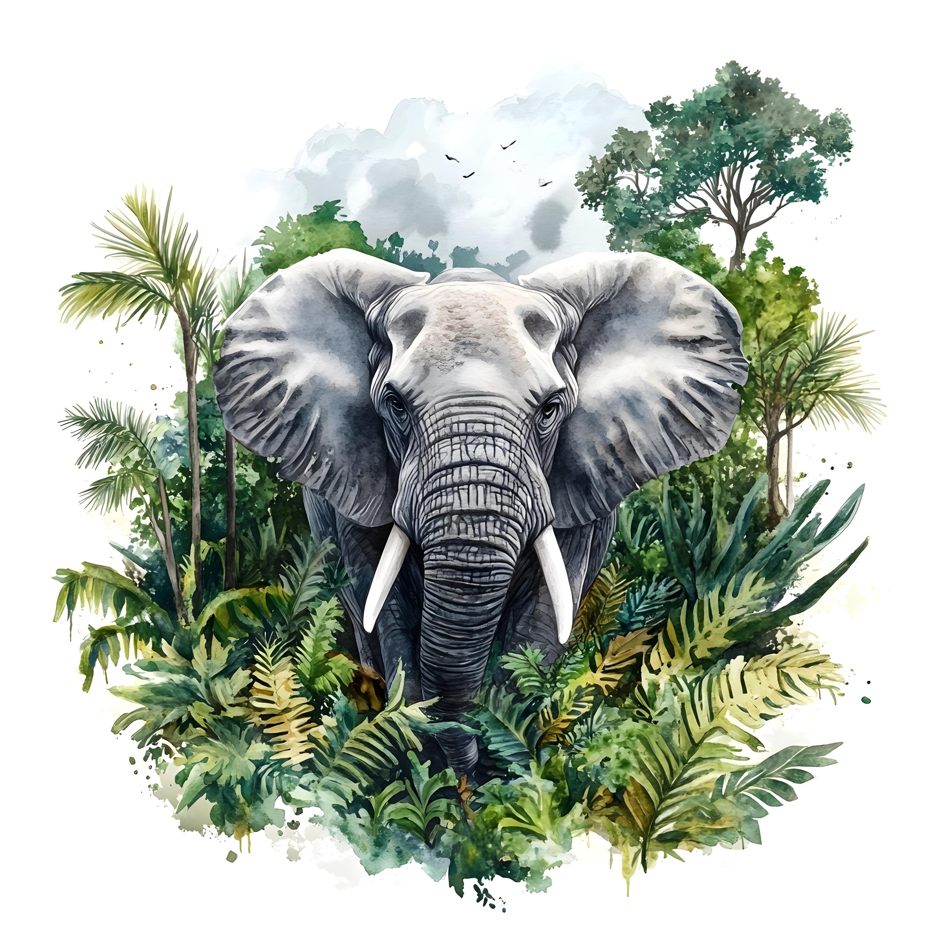 10 Elephant Clipart Set Digital Watercolor Painting African Safari ...