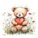 10 Teddy Bear Love Heart Clipart Set Digital Watercolor Painting ...
