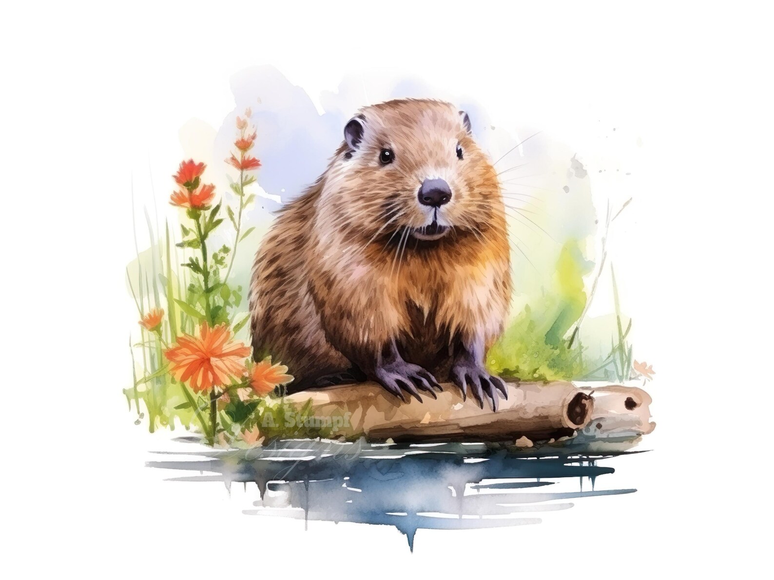10 Beaver Clipart Set Digital Watercolor Painting Rodent Graphics ...