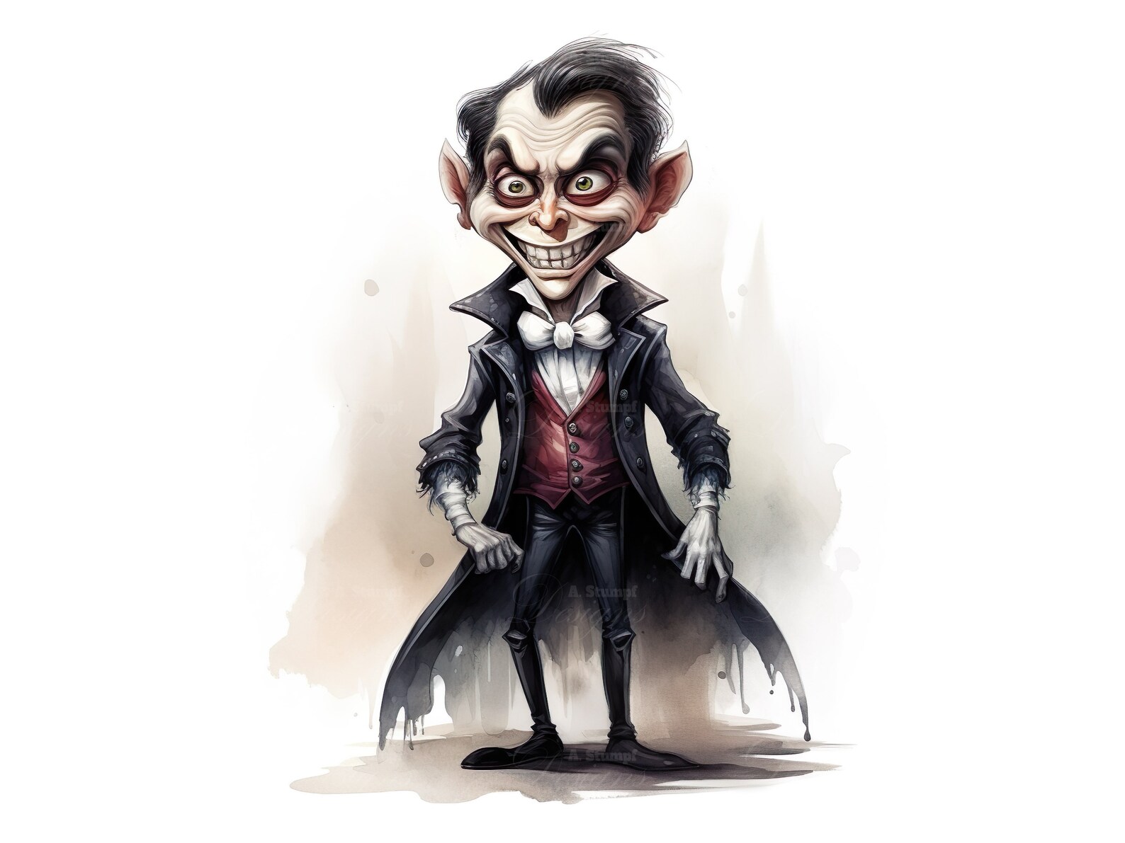 Funny Vampire Clipart Set Watercolor Bundle Spooky Halloween Art Cute ...