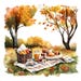 10 Picnic Autumn Scenery Clipart Digital Watercolor Rustic Fall ...