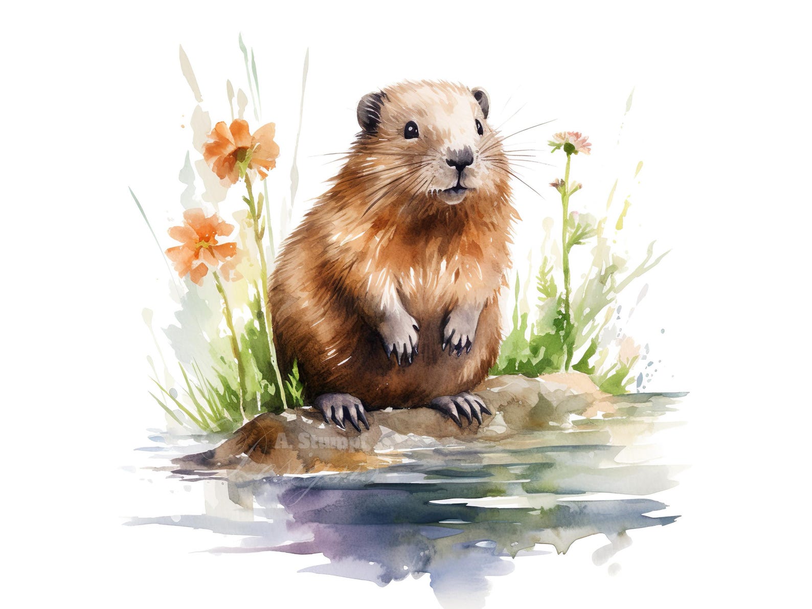 10 Beaver Clipart Set Digital Watercolor Painting Rodent Graphics ...