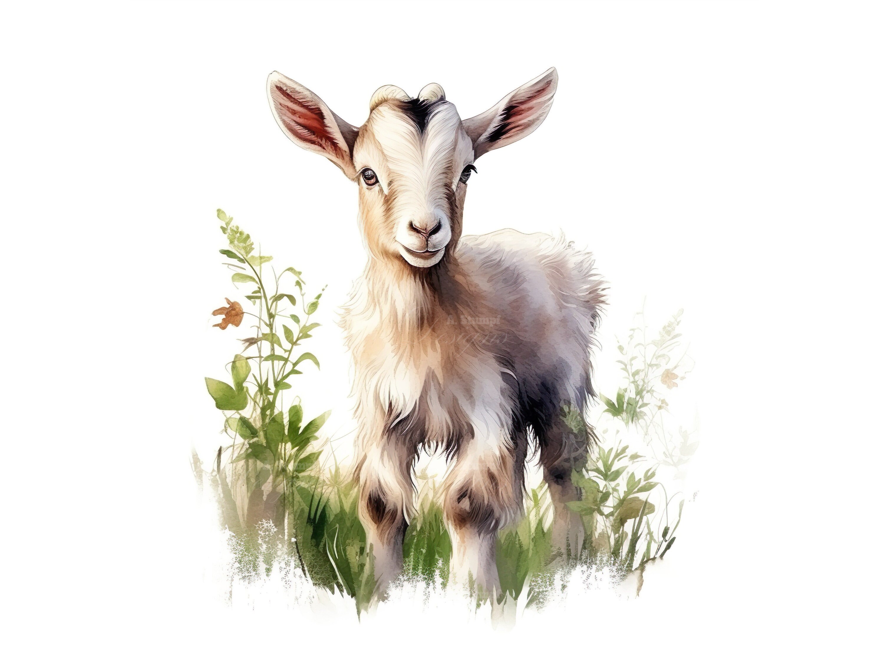 10 Baby Goat Clipart Set Digital Watercolor Painting Farm Animal Clip ...