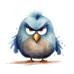 Grumpy Birds Clipart Set Watercolor Cartoon Clip Art Bundle Printable ...