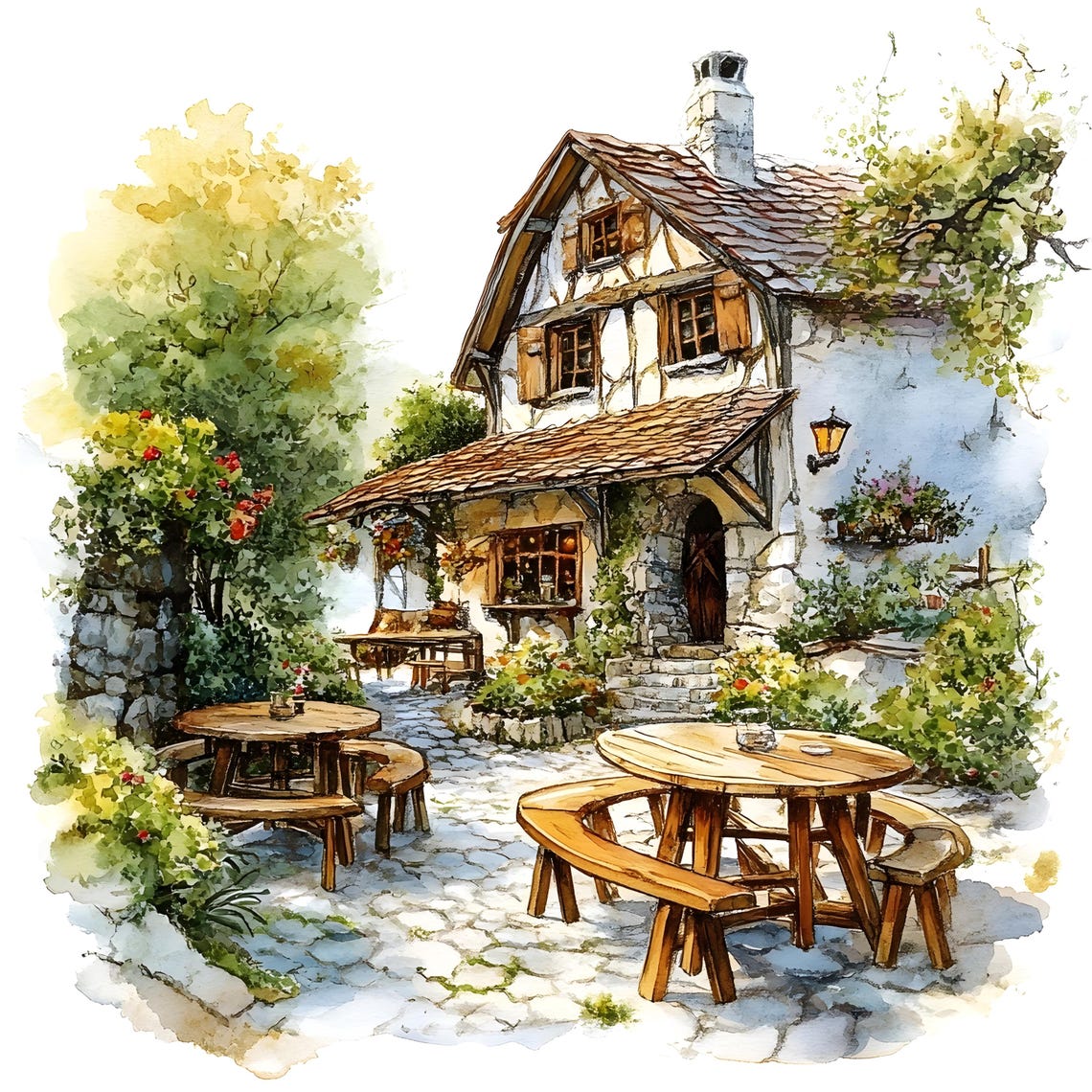 10 Medieval Tavern Clipart Set Rustic Decor Digital Watercolor Painting ...
