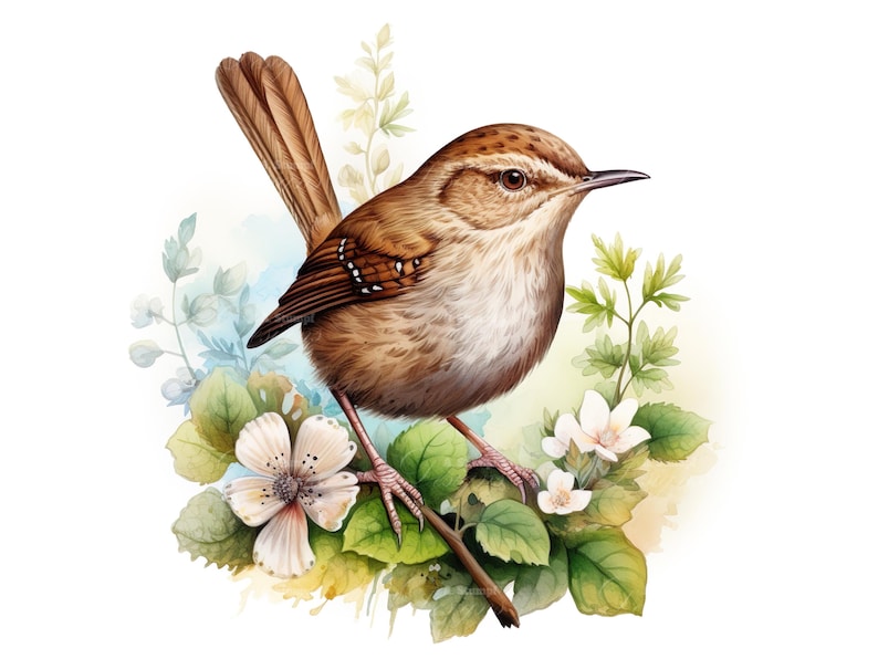 10 Cute Wren Clipart Set Digital Watercolor Painting Wild Bird ...