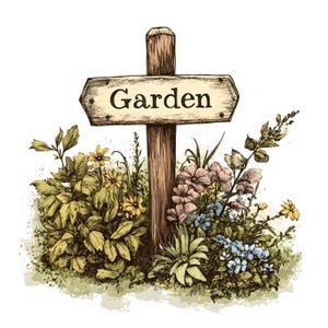 10 Garden Sign Clipart Set Digital Watercolor Painting Wild Flowers ...