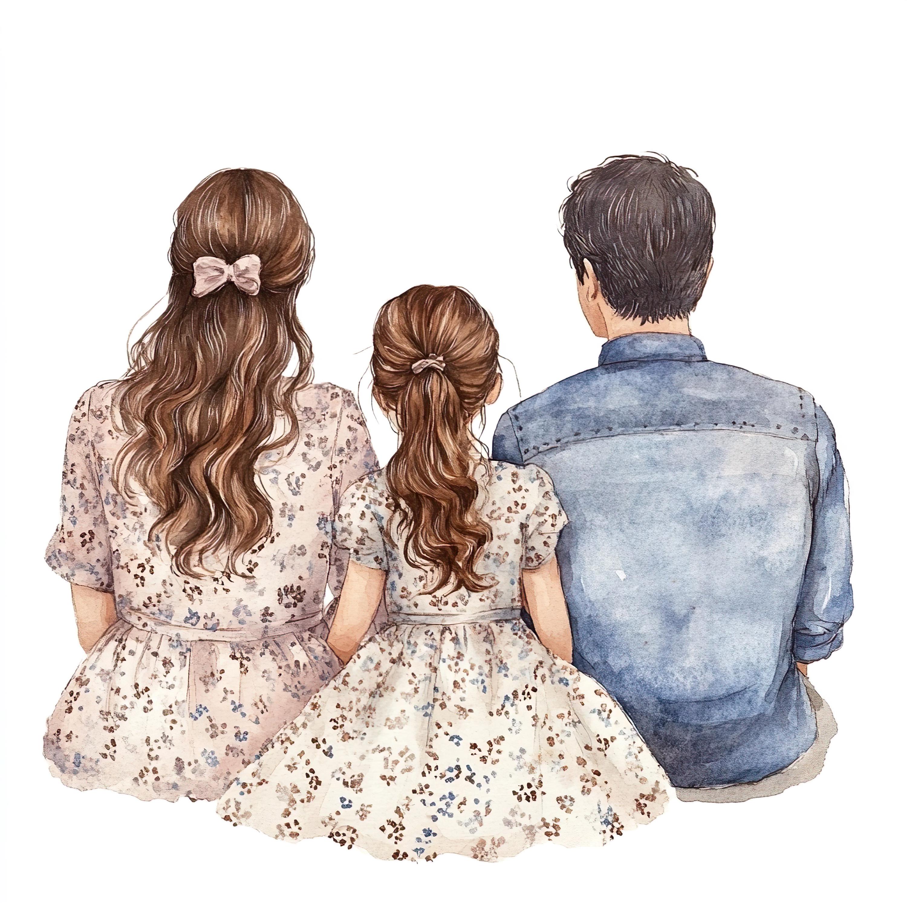 10 Happy Family Scene Clipart Set Digital Watercolor Painting Three ...