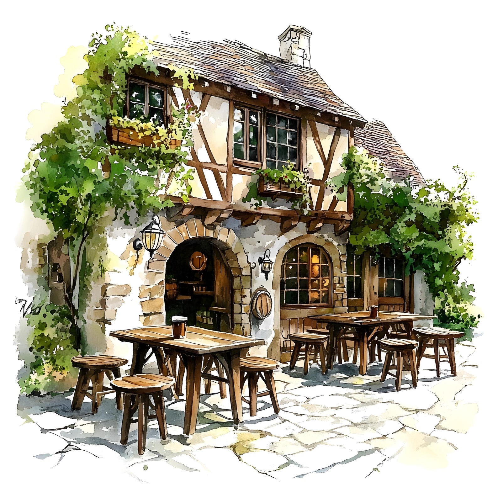 10 Medieval Tavern Clipart Set Rustic Decor Digital Watercolor Painting ...