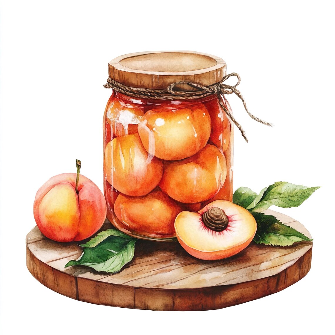 10 Peach Jam Jar Clipart Set Digital Watercolor Painting Marmalade ...