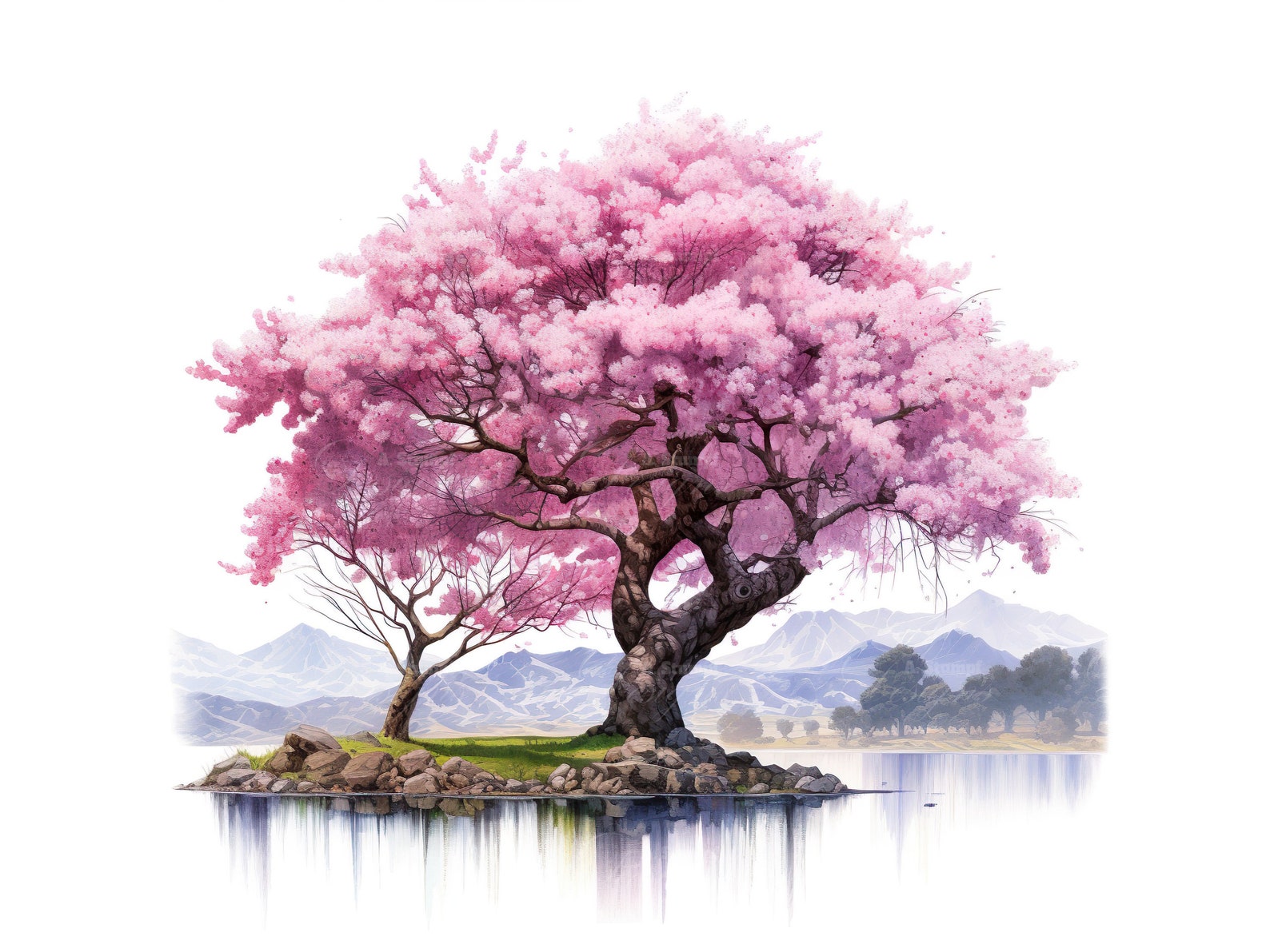 10 Cherry Tree Clipart, Digital Blossom Illustration, Japanese Blossom ...