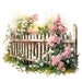 10 Garden Fence in Spring Clipart Set Digital Watercolor Floral Border ...