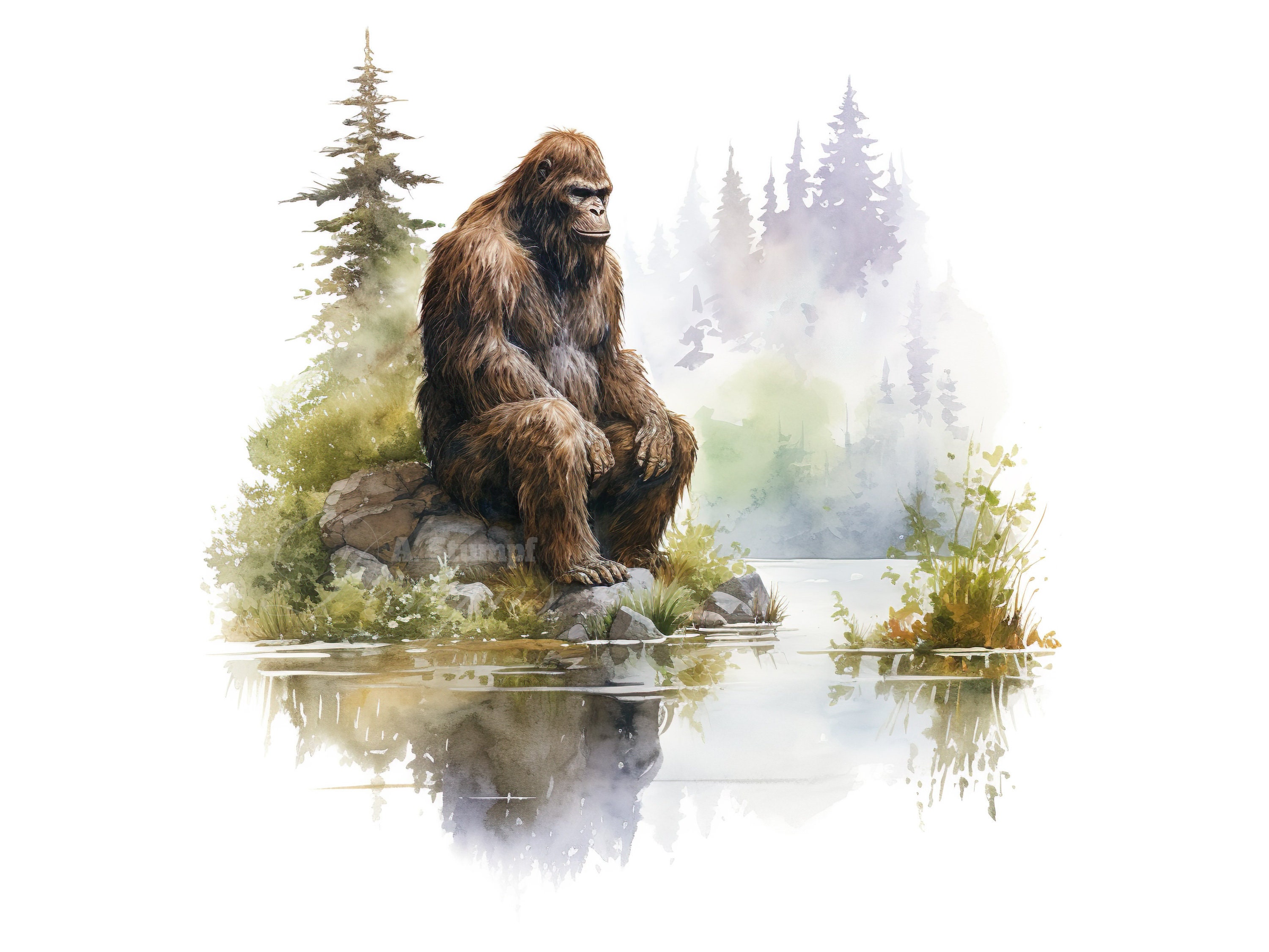 Bigfoot Clipart Set Cute Monsters Clip Art Watercolor Art DIY Design ...