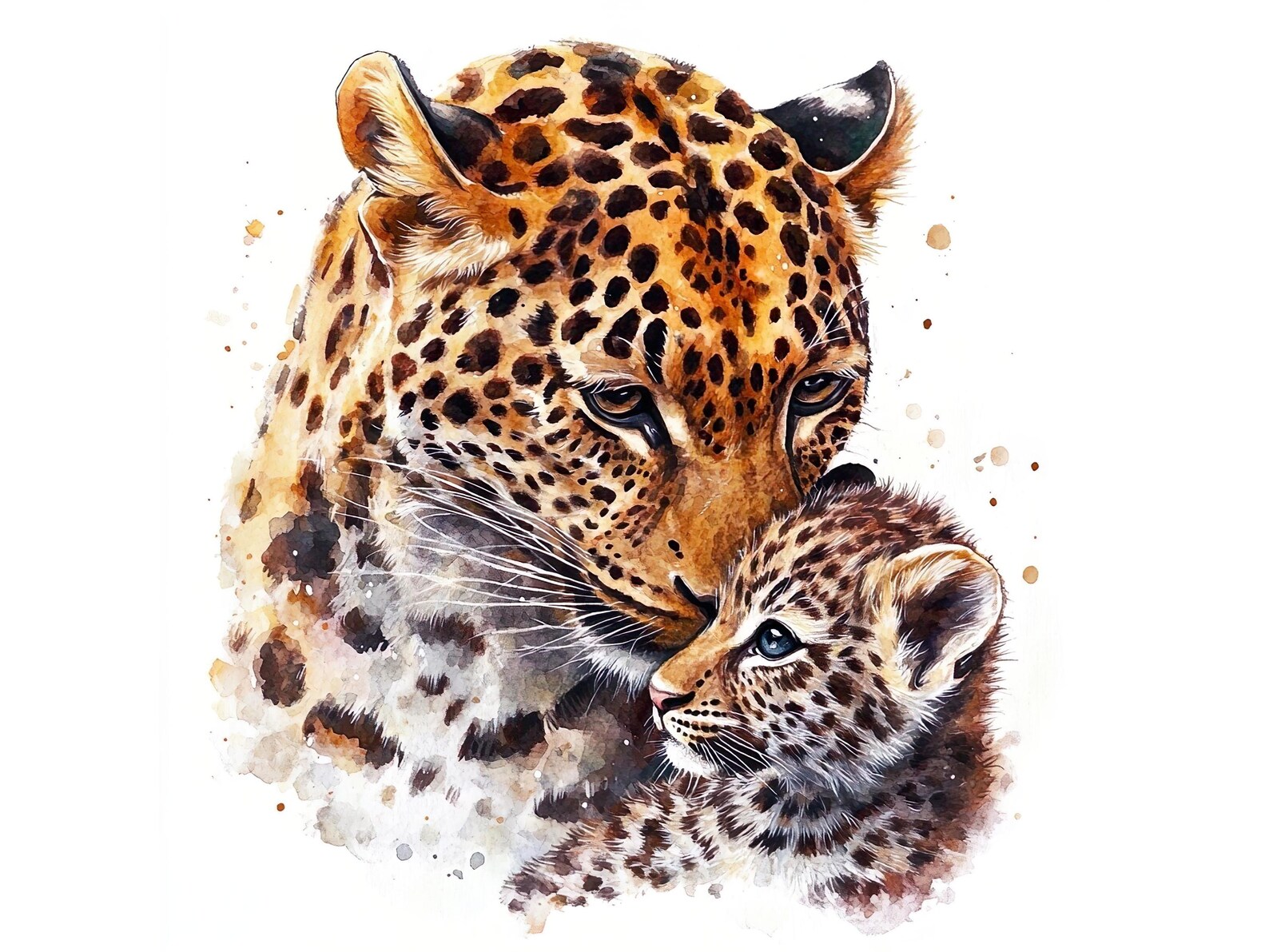 10 Leopard Mother With Her Baby Clipart Set Wild Safari Animal Family ...