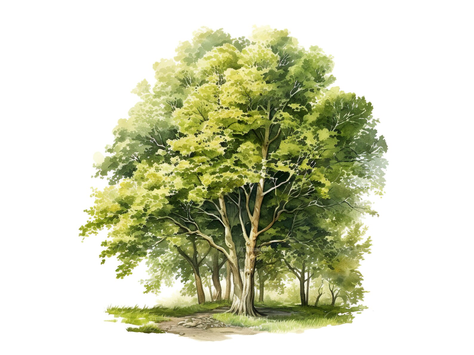 Beech Tree Clipart Set Watercolor Clip Art Bundle Printable Wall Art ...