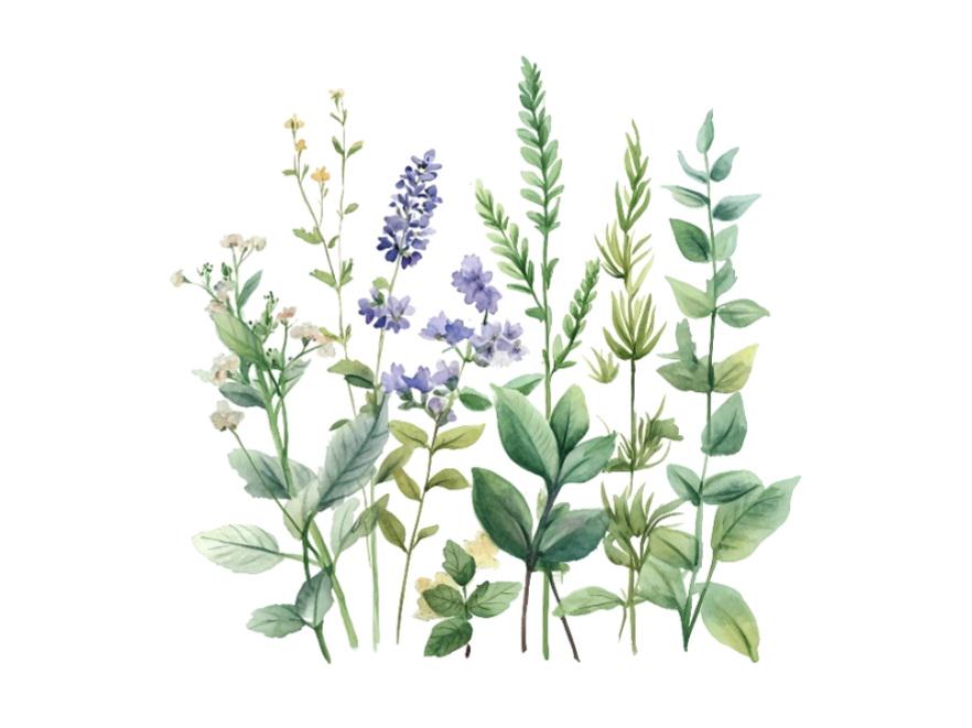 10 Herbal Plants Clipart Set Digital Watercolor Painting Rustic ...