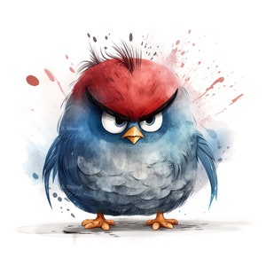 Grumpy Birds Clipart Set Watercolor Cartoon Clip Art Bundle Printable ...