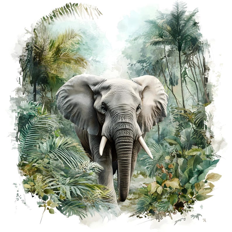 10 Elephant Clipart Set Digital Watercolor Painting African Safari ...