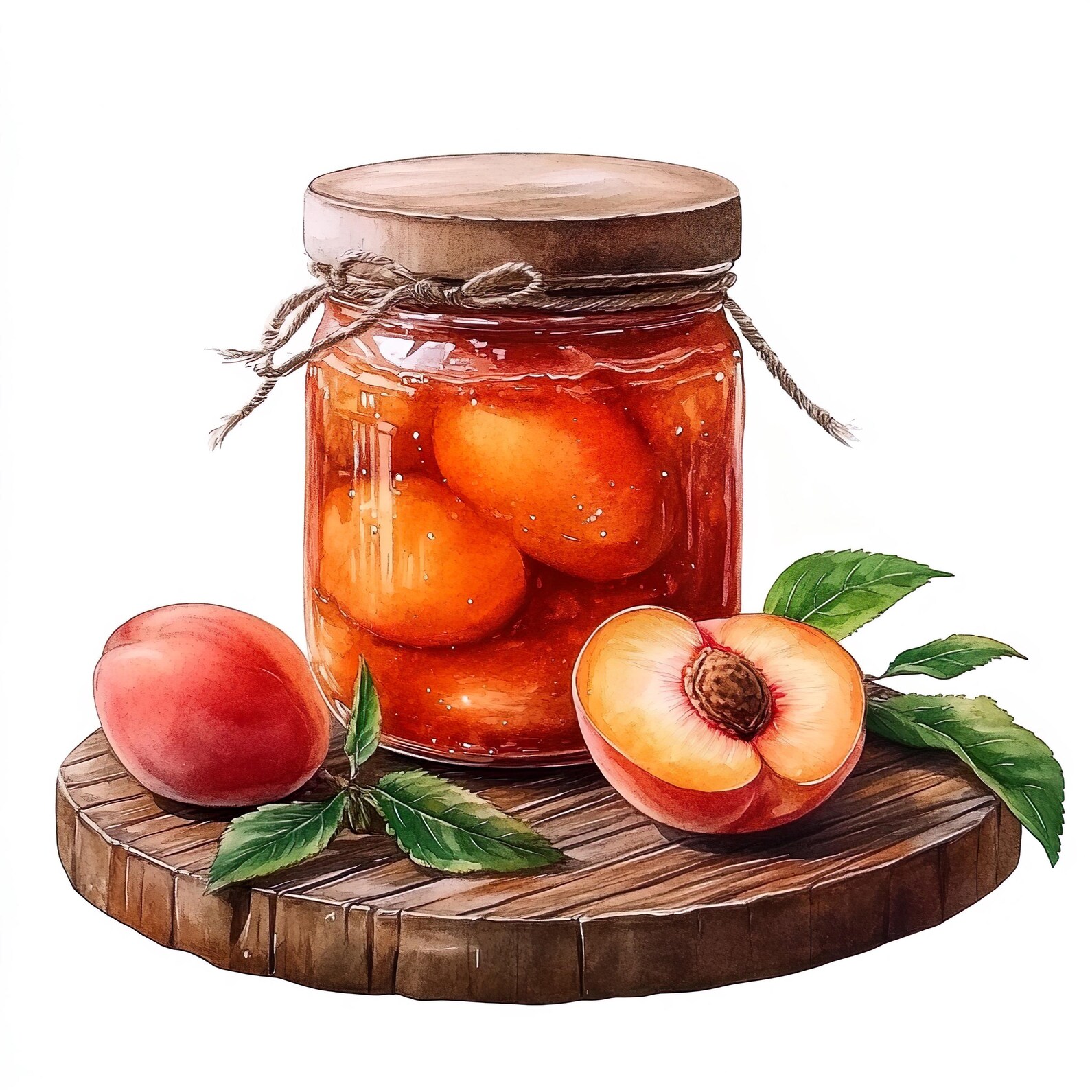 10 Peach Jam Jar Clipart Set Digital Watercolor Painting Marmalade ...
