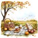 10 Picnic Autumn Scenery Clipart Digital Watercolor Rustic Fall ...