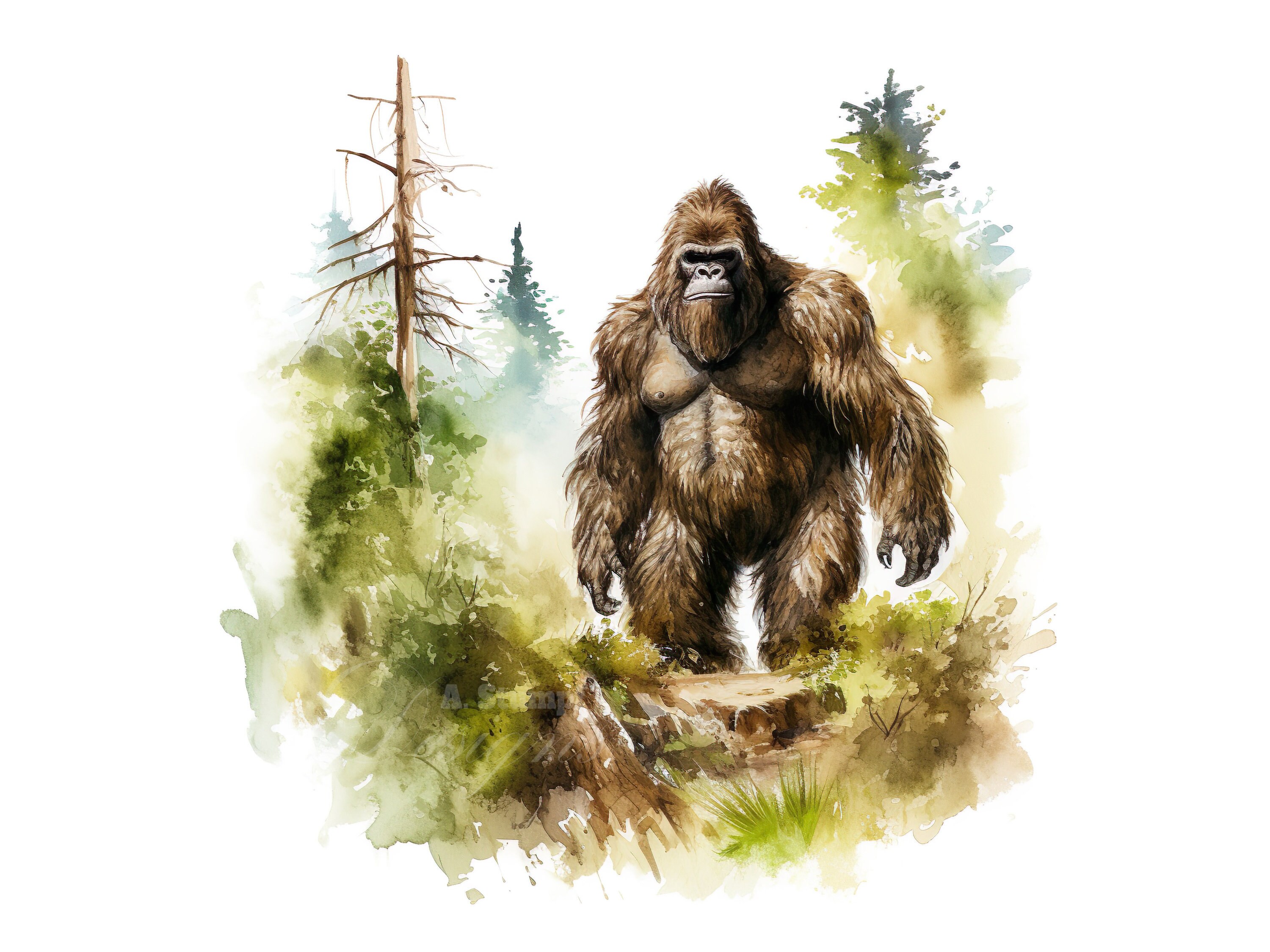 Bigfoot Clipart Set Cute Monsters Clip Art Watercolor Art DIY Design ...