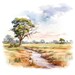 10 Savannah Landscape Clipart Set Panoramic Digital Watercolor Painting ...