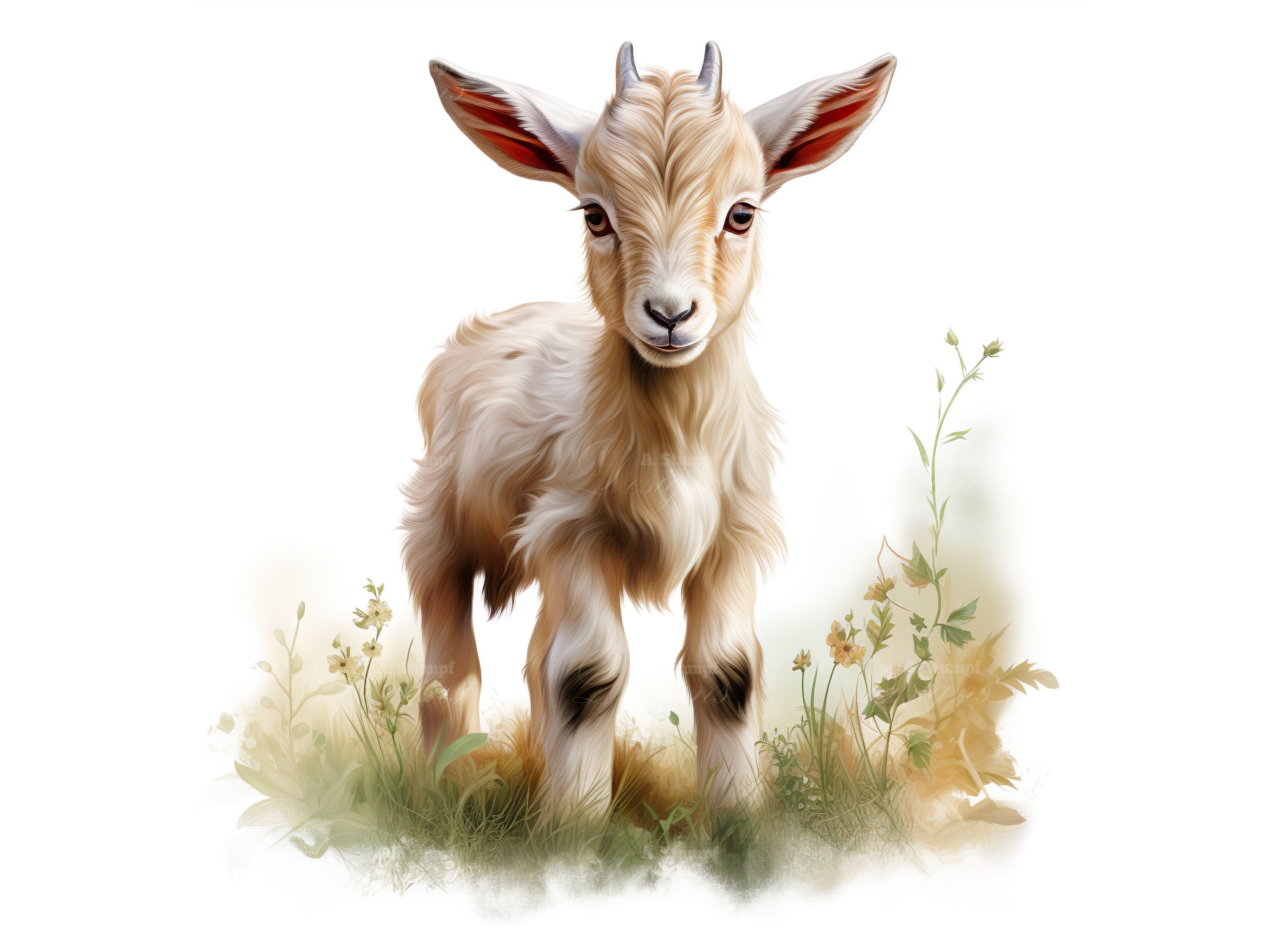 10 Baby Goat Clipart Set Digital Watercolor Painting Farm Animal Clip ...