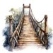 10 Old Wooden Suspension Hanging Bridge, Digital Watercolor Painting ...