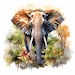 10 Elephant Clipart Set Digital Watercolor Painting African Safari ...