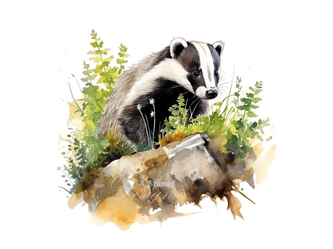 Badger Clipart Set 10 Watercolor Images Digital Watercolor Clip Art ...