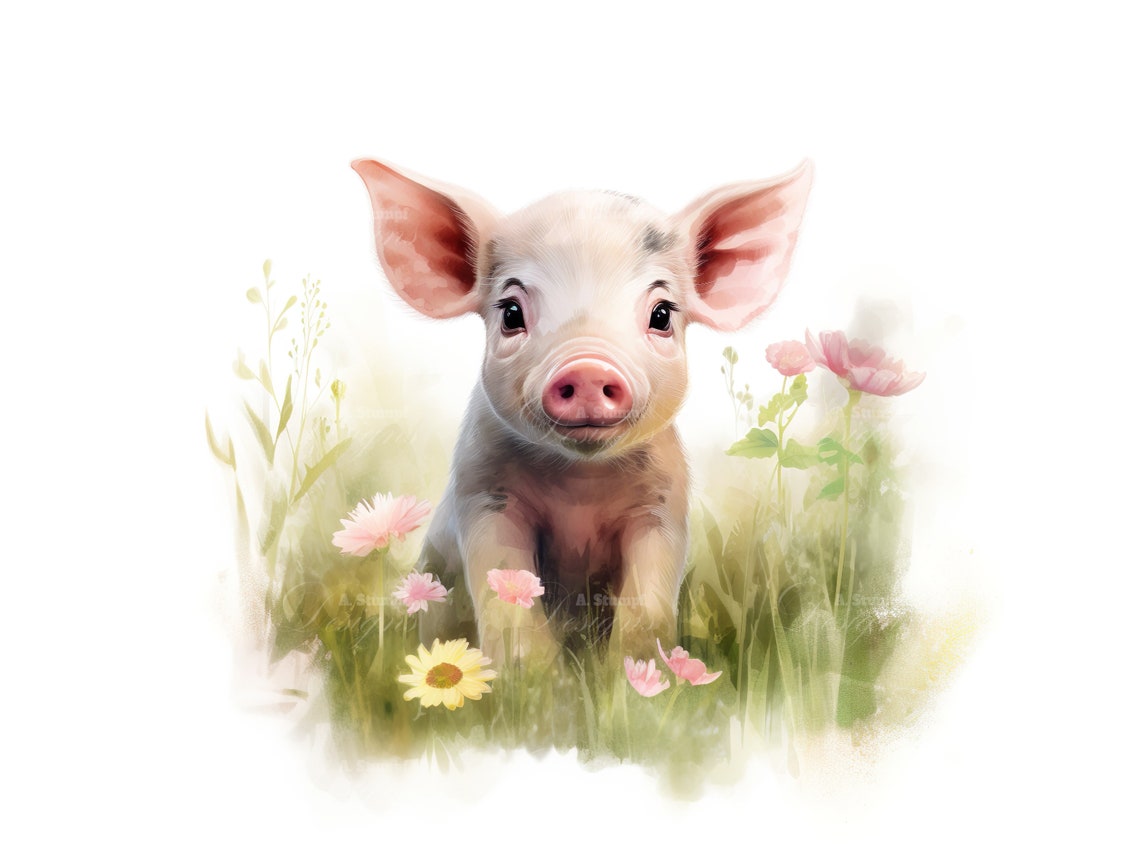 10 Piglet Clipart Cute Pig Fun Art Prints Farm Animal Nursery Decor ...