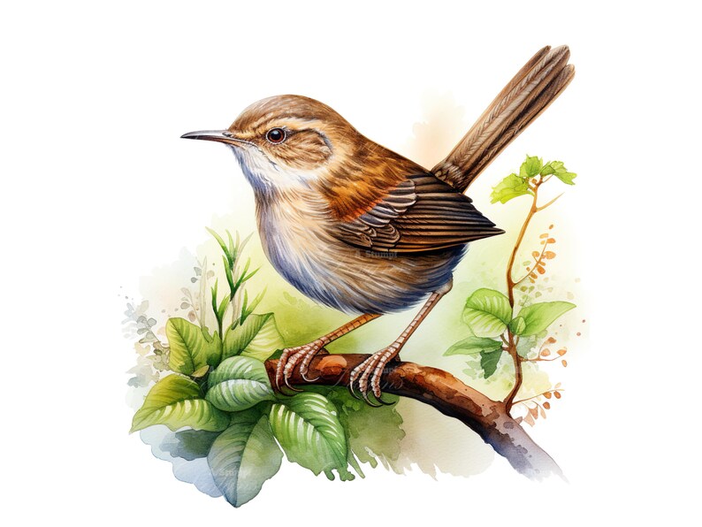 10 Cute Wren Clipart Set Digital Watercolor Painting Wild Bird ...